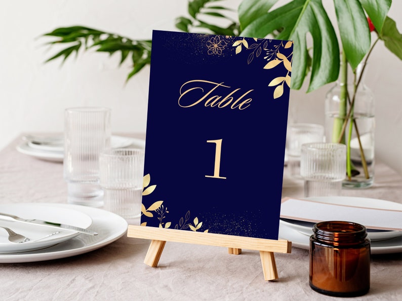 Navy Wedding Table Numbers, Wedding Table Numbers, Template, Wedding ...