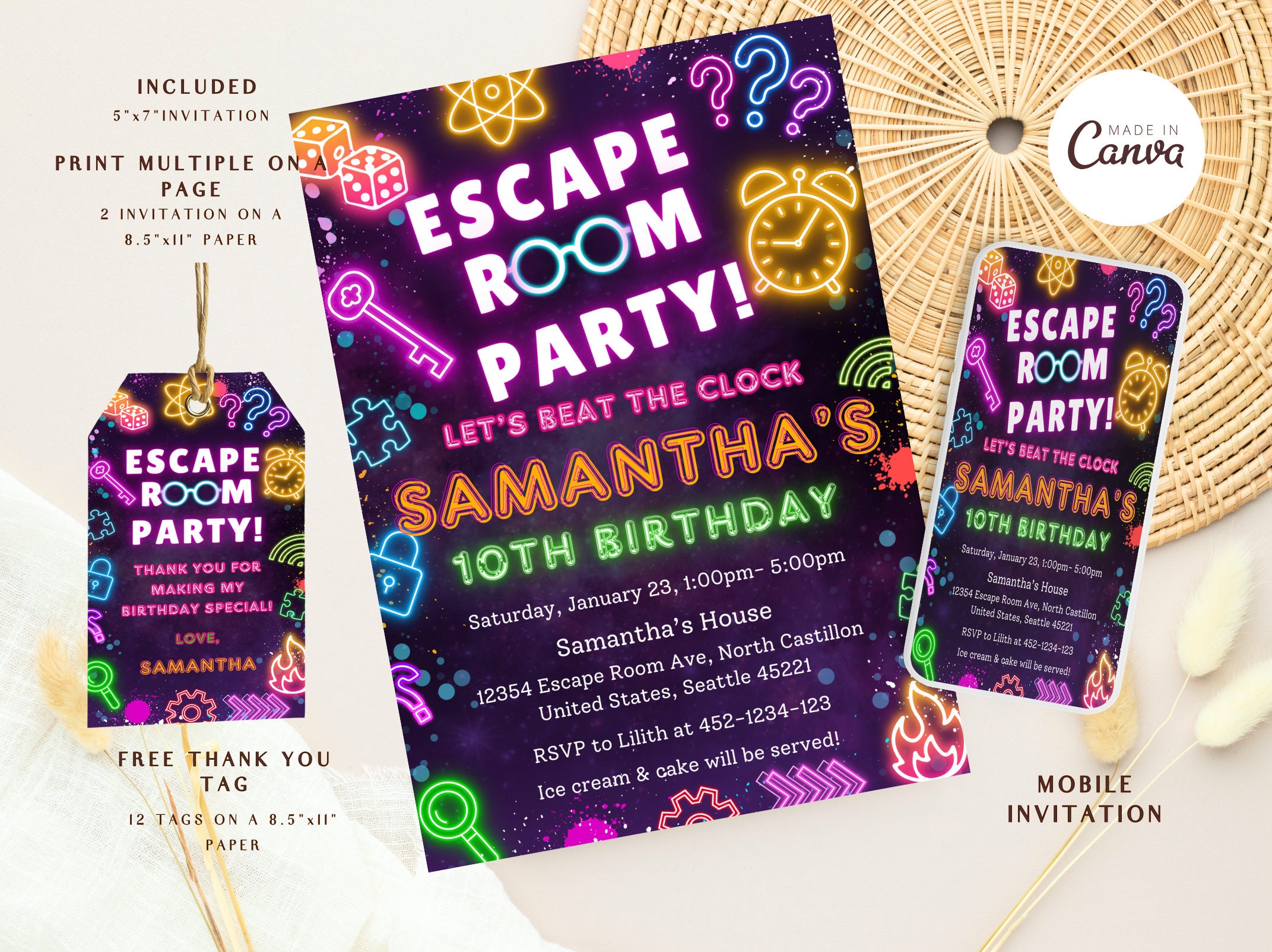 Escape Room Birthday Party, Kids Mystery Escape Game Invitation ...