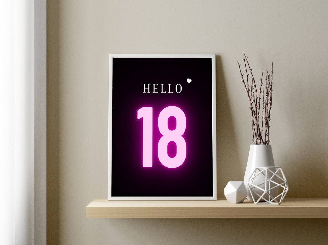 Hello 18th Birthday Decorations Hot Pink Pirnable Signs Neon Pink Black ...