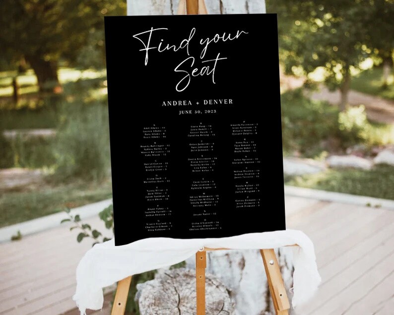 Minimalist Black Wedding Seating Chart Template, Seating Chart Wedding ...