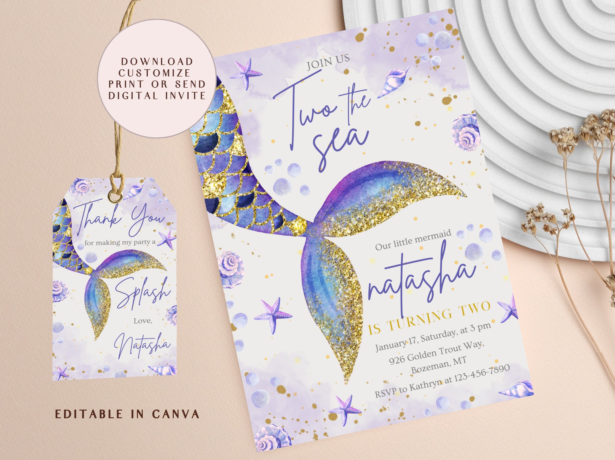 Editable Mermaid Invitation, Mermaid Birthday Invitation, Mermaid Party ...