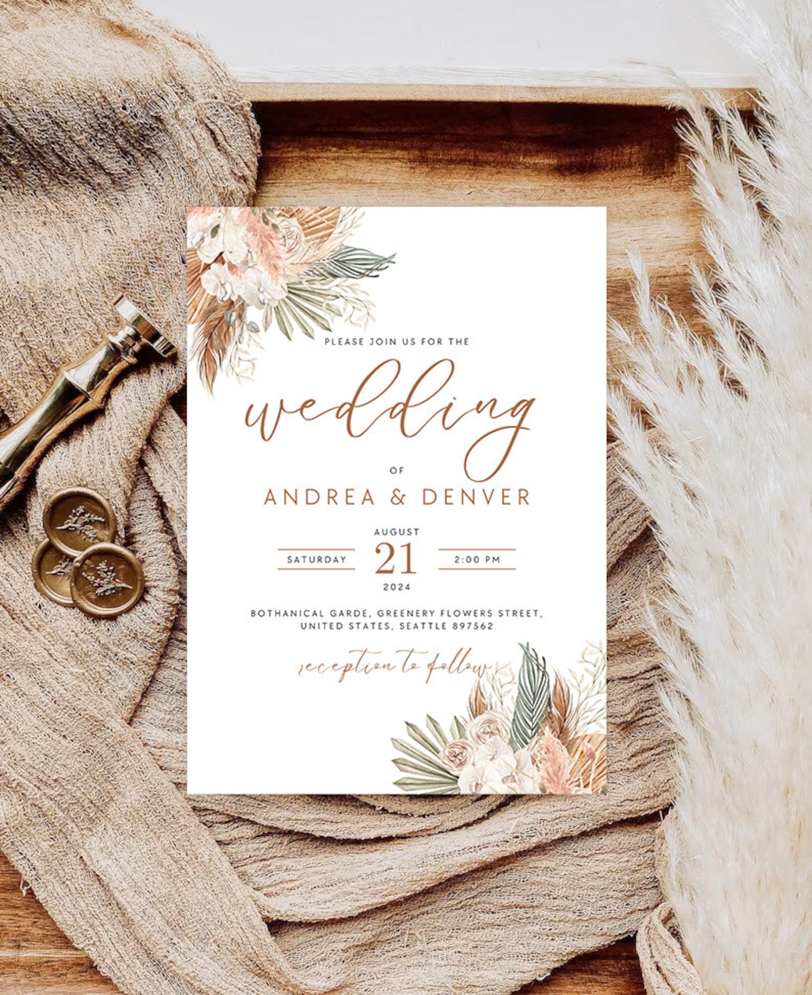 Bohemian Wedding Invitation, Boho Wedding, Boho Wedding Invitation ...