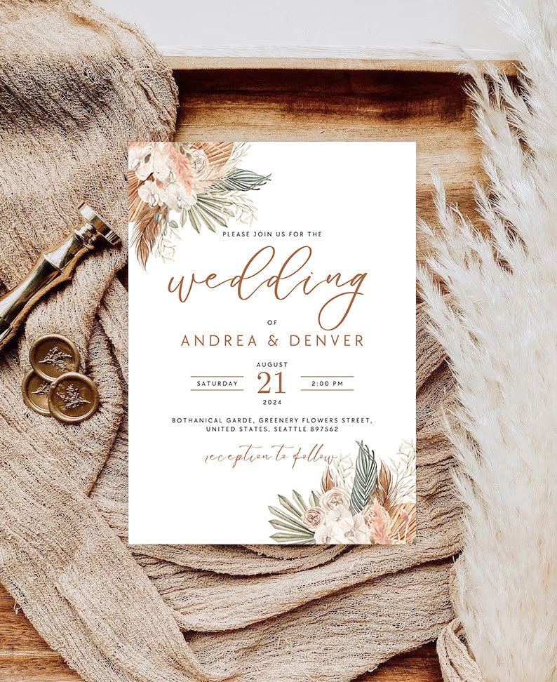 Bohemian Wedding Invitation, Boho Wedding, Boho Wedding Invitation ...