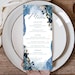 Floral Blue Wedding Menu Template, Floral Wedding Menu Card Template ...
