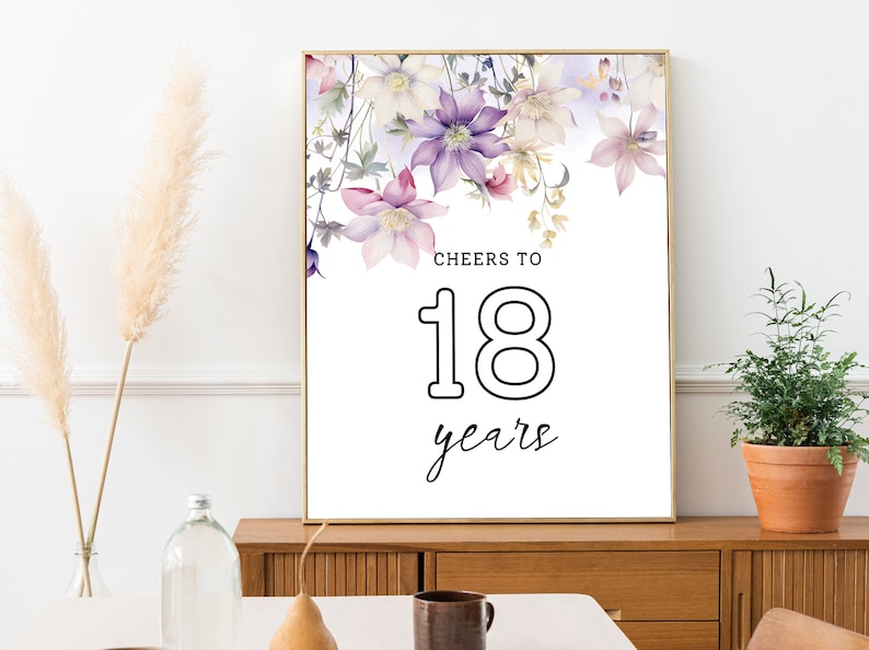 Cheers to 18th Birthday PRINTABLE Signs, 18th Party Decorations, Cheers ...