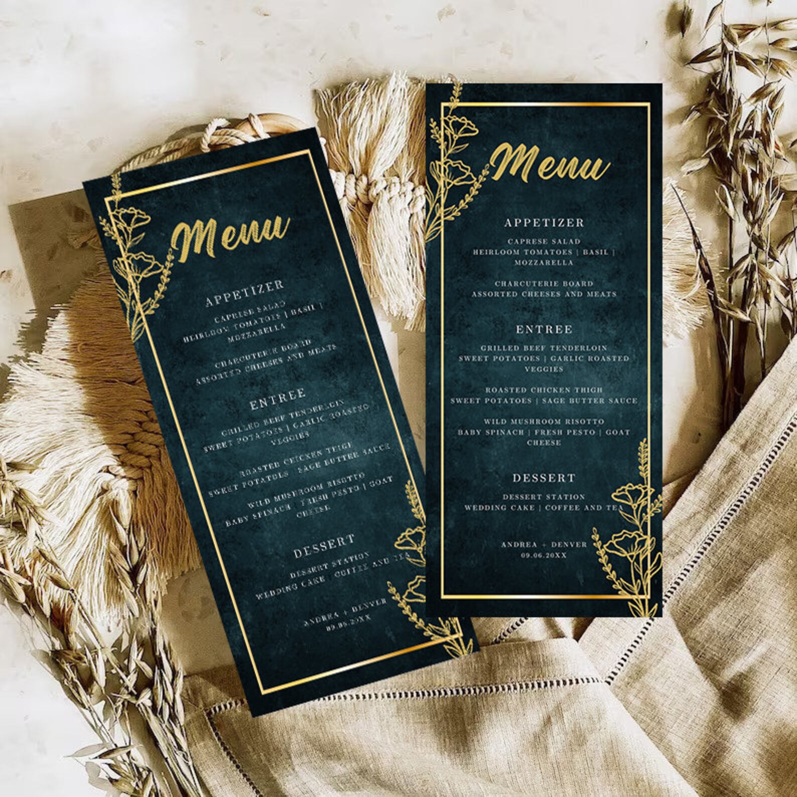 Dusty Green Classy Wedding Menu Template, Classy Wedding Menu Card ...