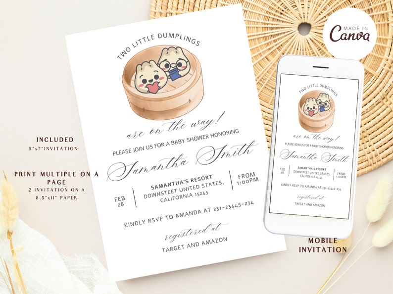 Little Dumpling Baby Shower Invitation, Dumpling Baby Shower, Bao ...