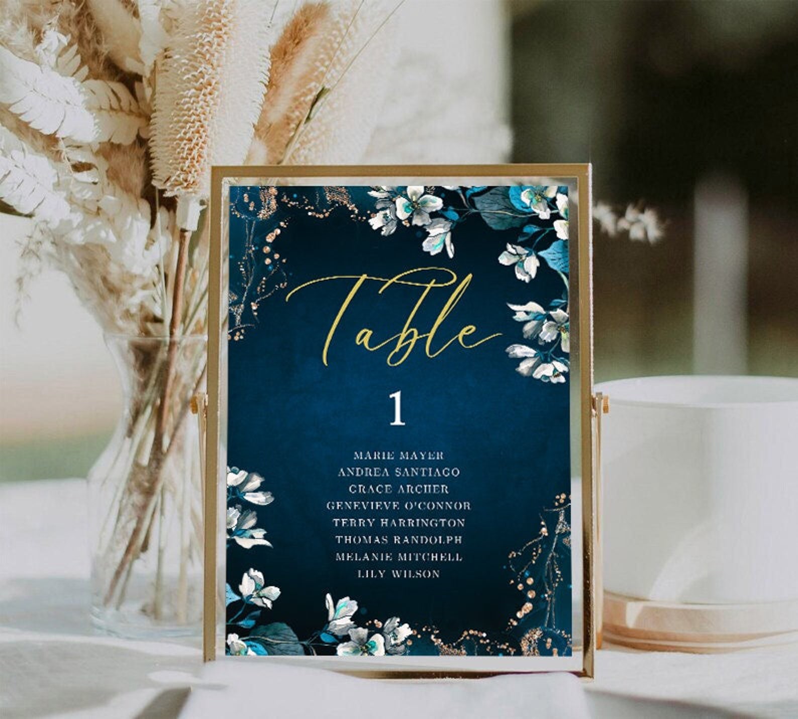 Sapphire Dusty Blue Wedding Table Number Template, Blue Minimalist ...