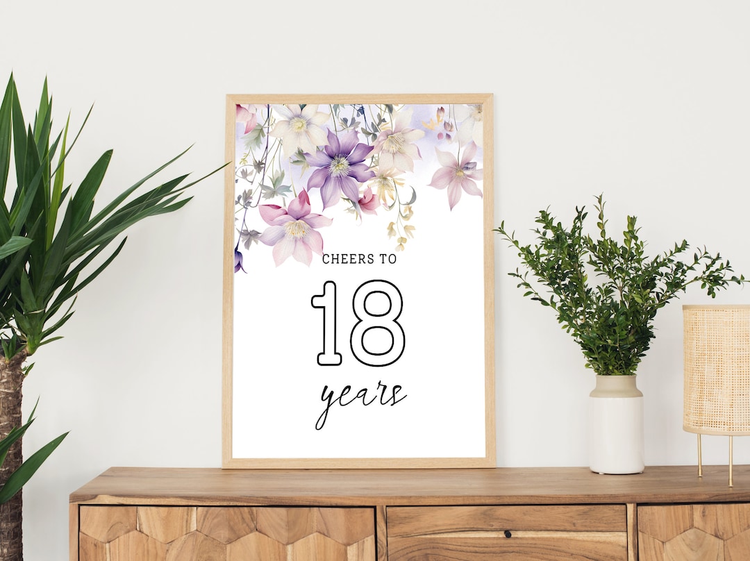 Cheers to 18th Birthday PRINTABLE Signs, 18th Party Decorations, Cheers ...