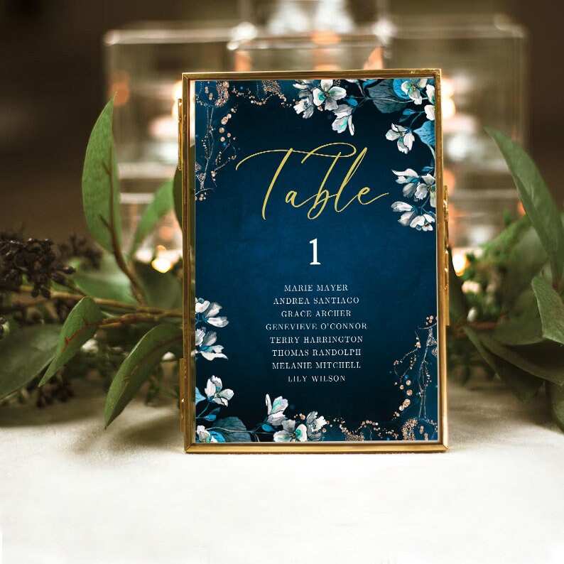 Sapphire Dusty Blue Wedding Table Number Template, Blue Minimalist ...
