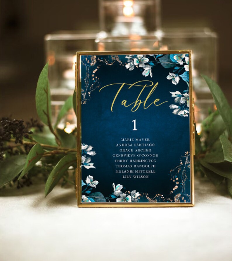 Sapphire Dusty Blue Wedding Table Number Template, Blue Minimalist ...