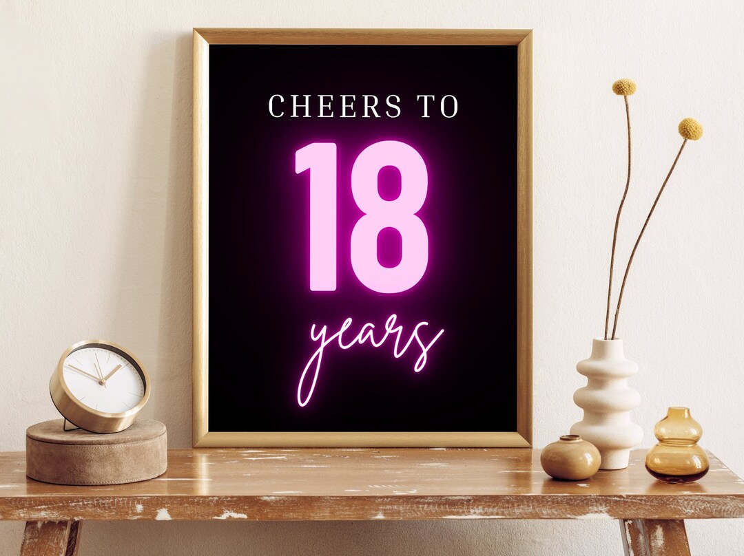 Hot Pink 18th Birthday Decorations Pirnable Signs Neon Pink Black ...