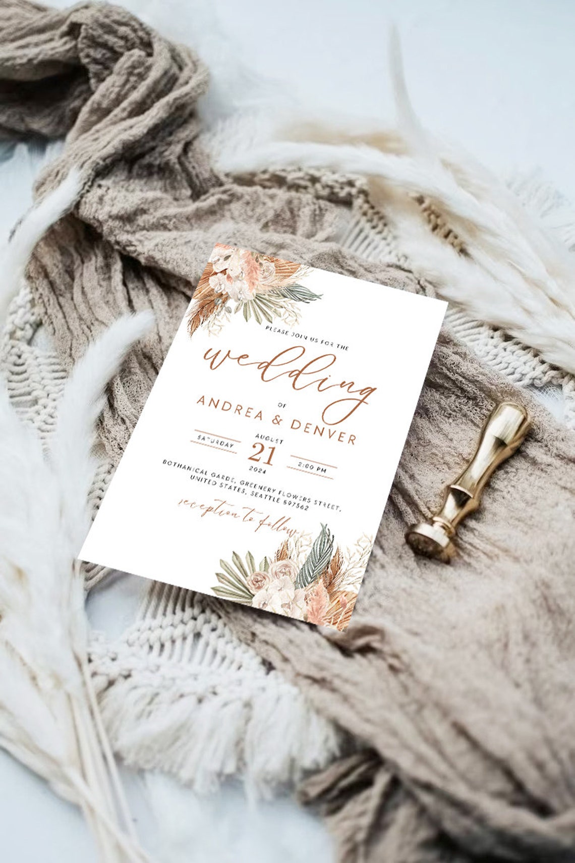 Bohemian Wedding Invitation, Boho Wedding, Boho Wedding Invitation ...
