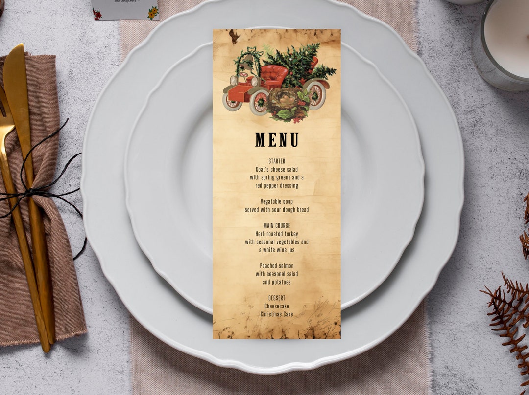 Christmas Menu Card, Holiday Menu Template, Christmas Menu, Canva Menu ...