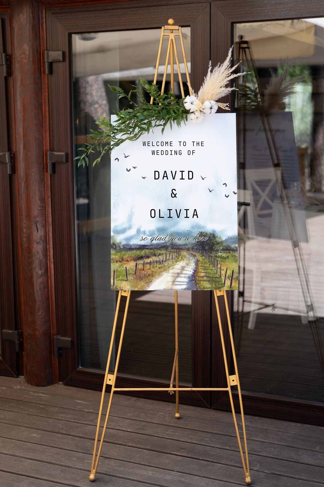 Printable Welcome Sign, Watercolor Landscape Wedding, Watercolor ...