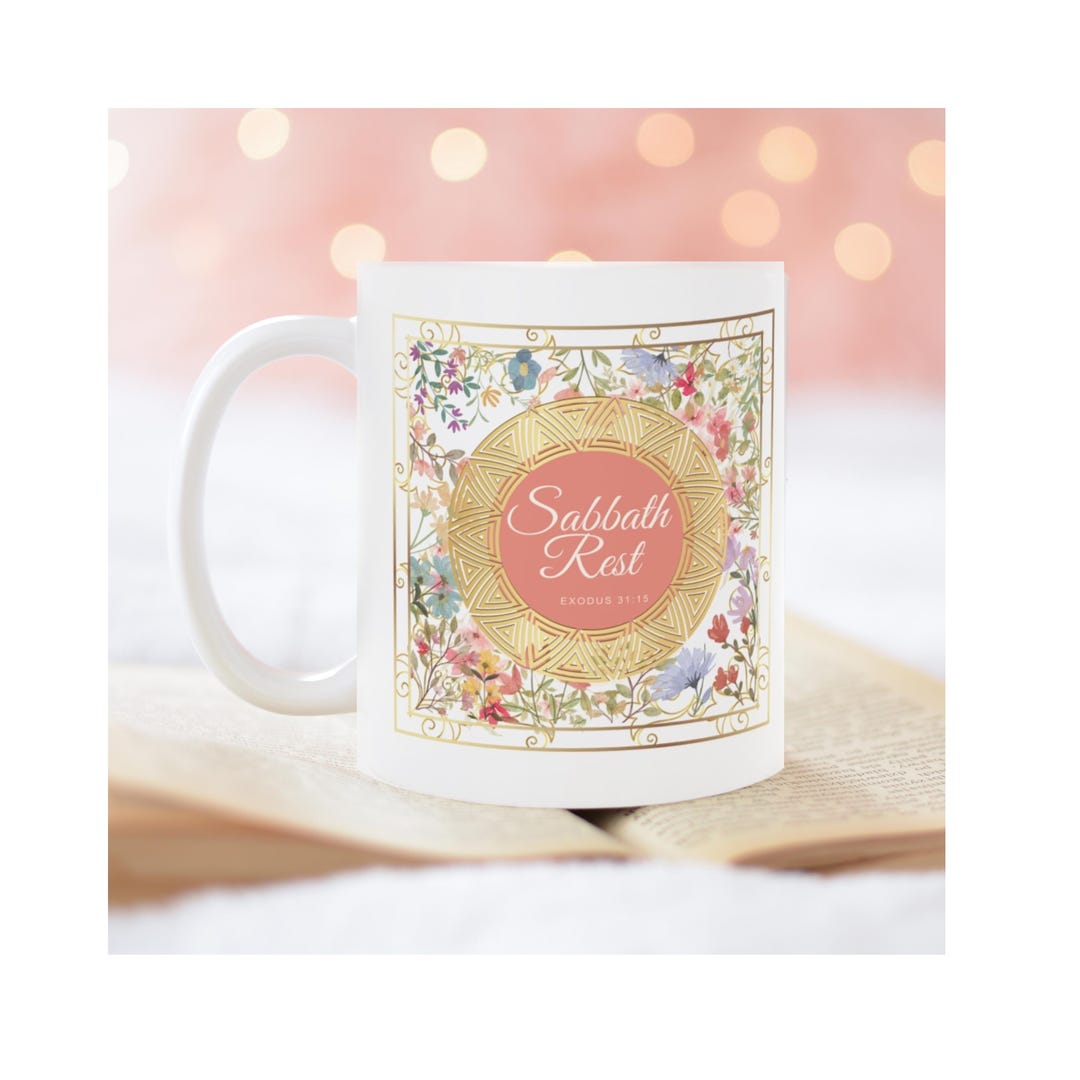 Shabbat Shalom Coffee Mug: Sabbath Rest Floral Design - Etsy