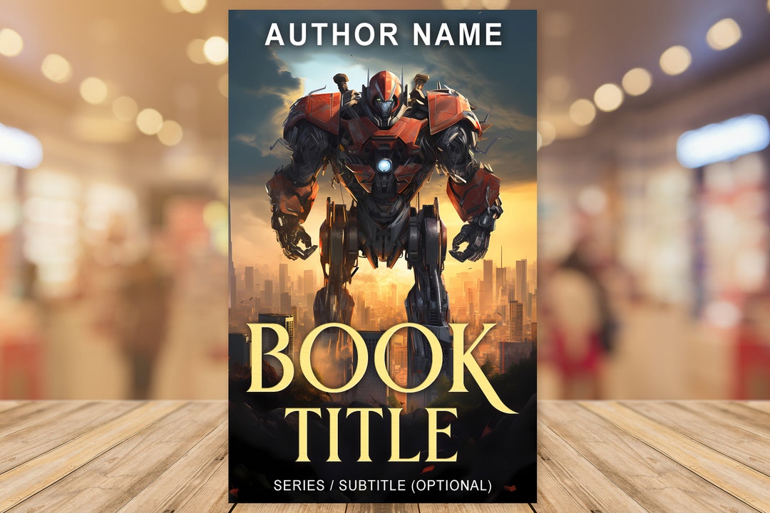 Giant Robot Standing Over a City Affordable Premade Book Cover Design ...
