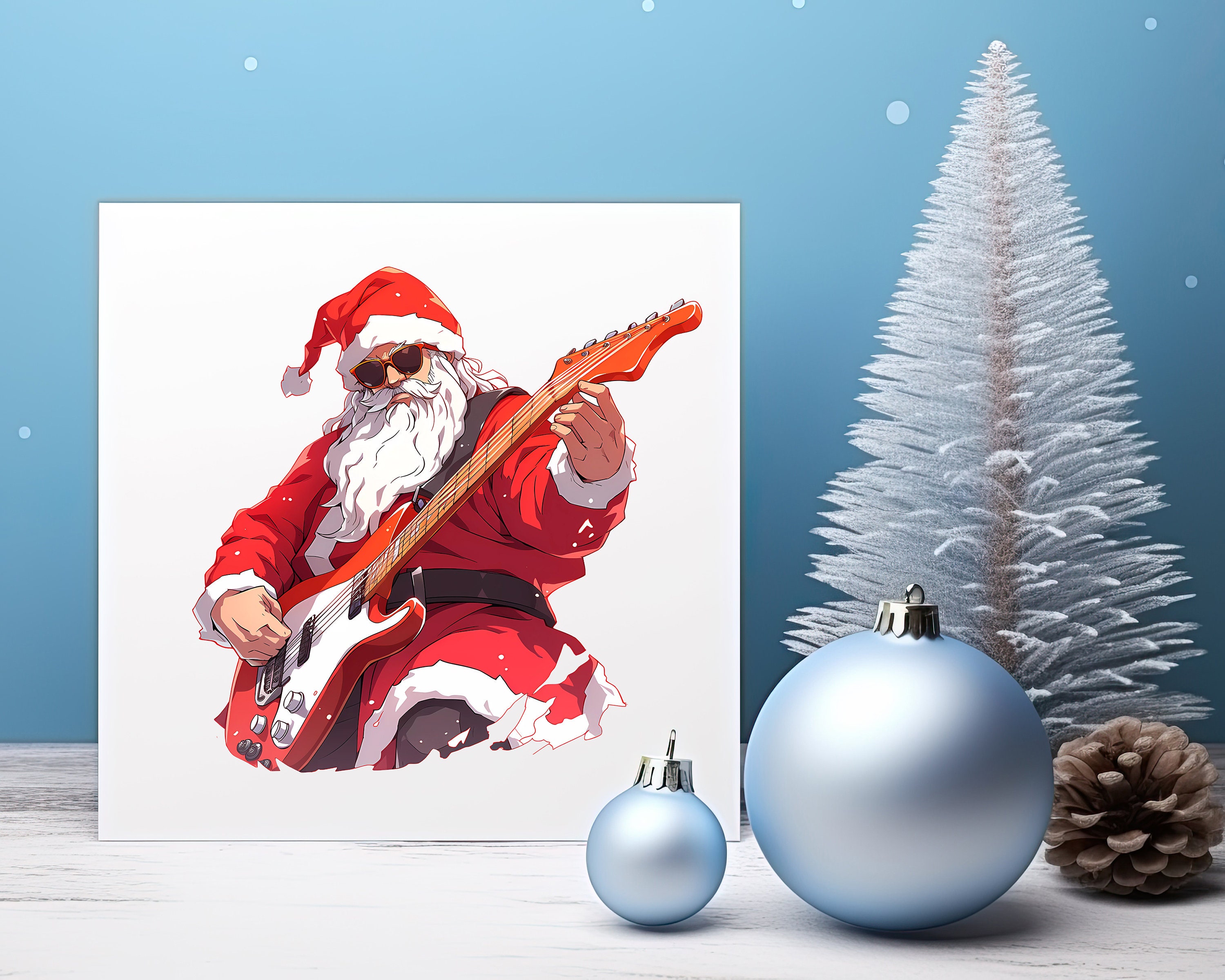 Rocking Santa PNG Santa With Guitar PNG, Christmas Shirt Digital Design ...