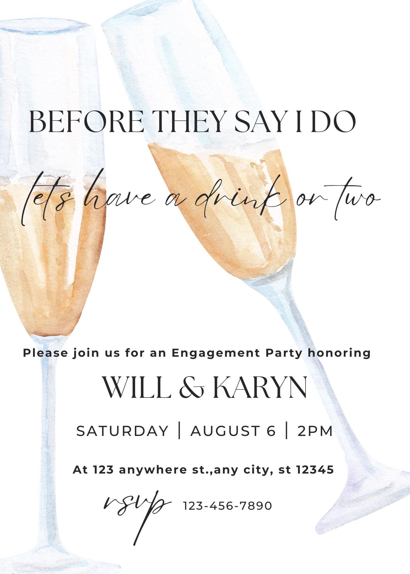 Champagne Engagement Party Invite *DIGITAL ITEM* - Etsy