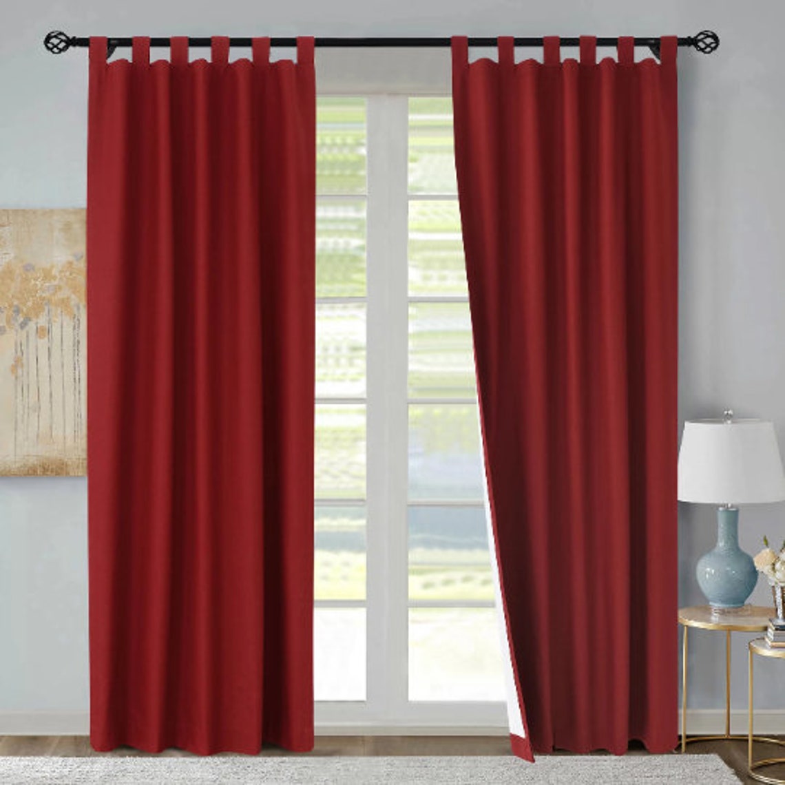 Cotton Solid Color Room Darkening Curtain Panels set of 2 Blackout ...