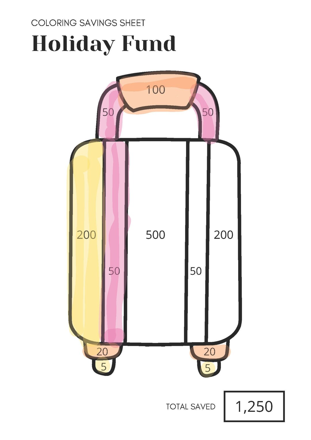 Coloring Savings Sheet Holiday Fund Savings Plan - Etsy