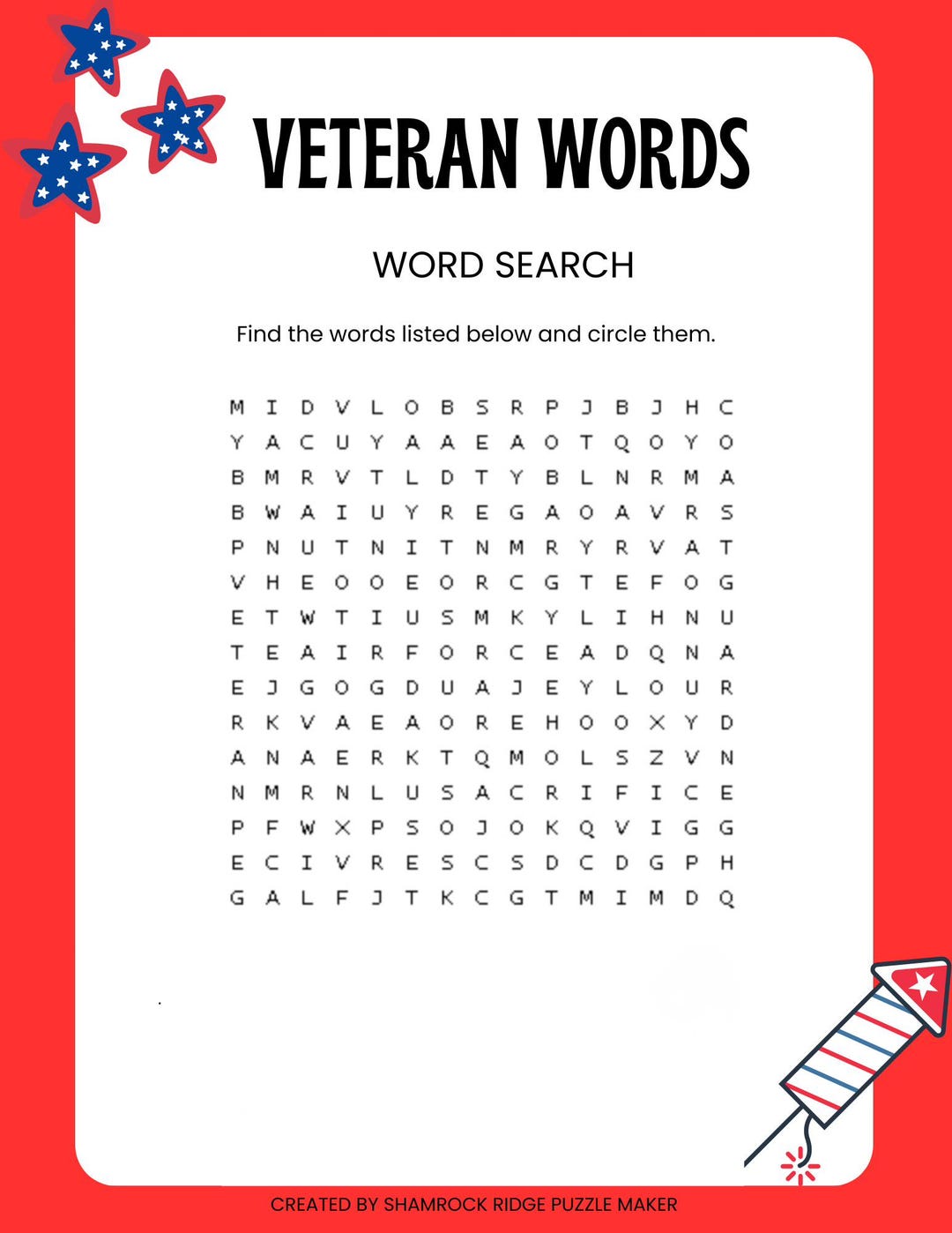 Veteran Word Search - 3 Puzzles – Printable PDF for All Ages. Includes ...