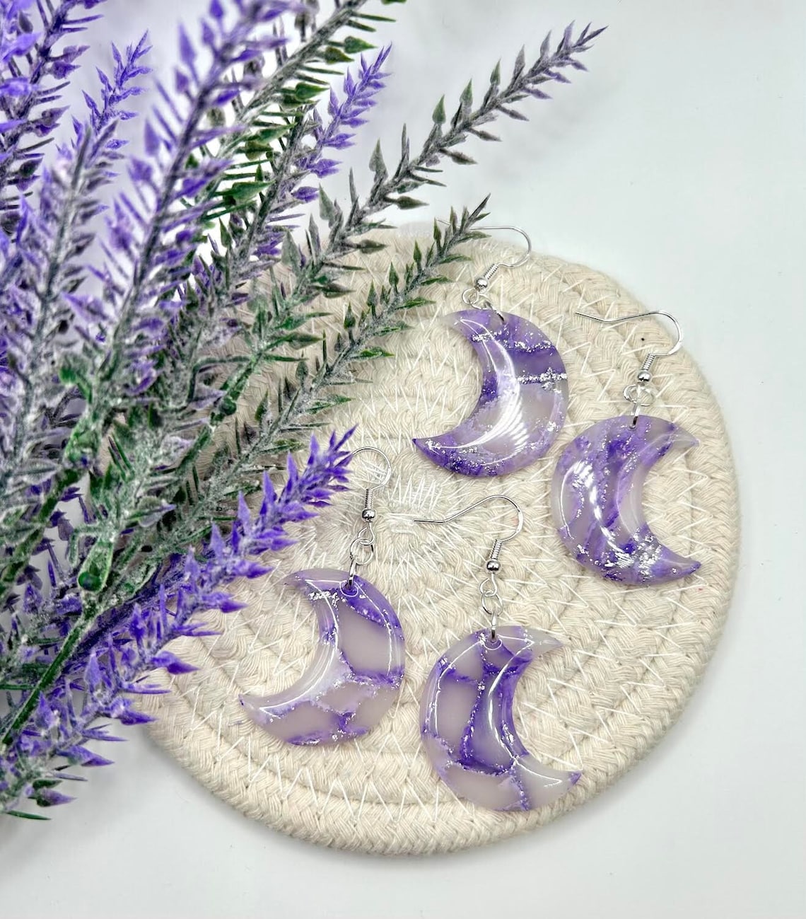Purple Marble Moons Clay Earrings | Handmade Earrings | Polymer Clay ...