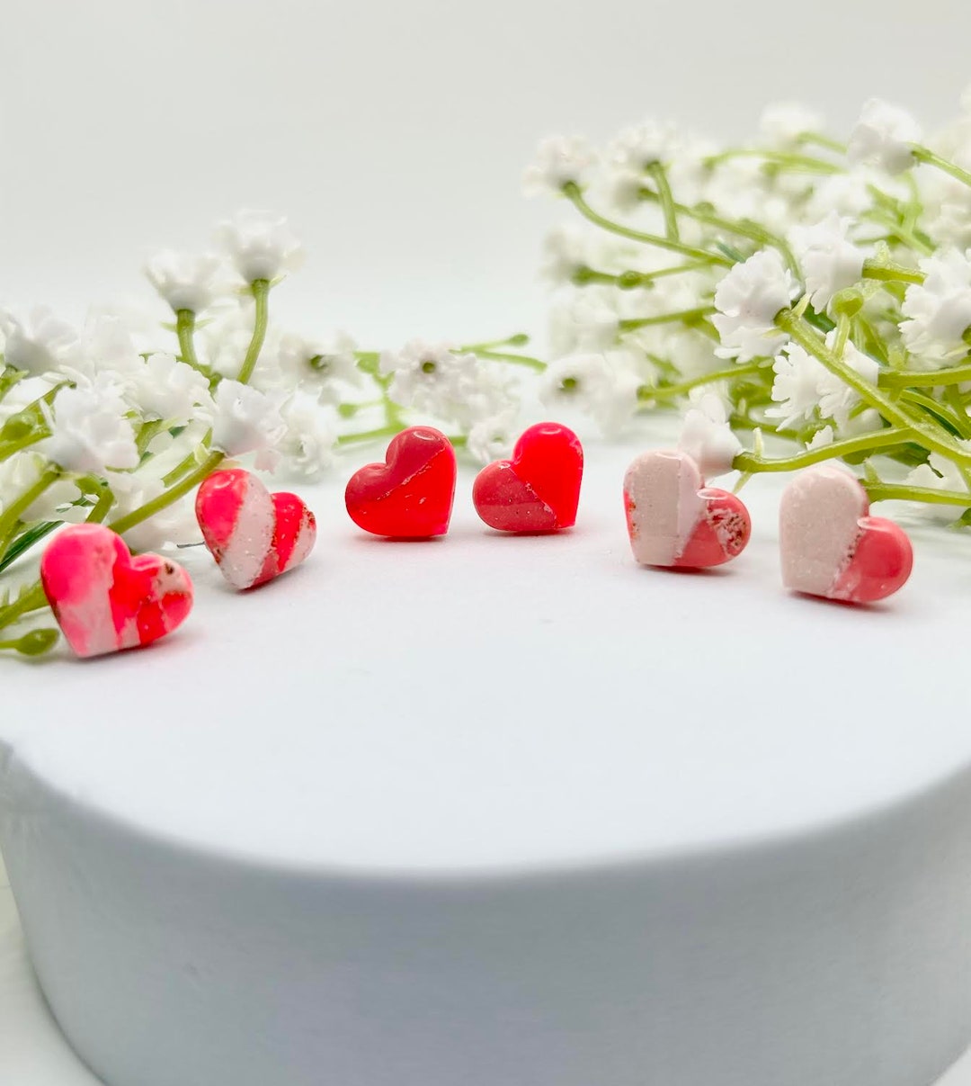 The pinky Promise Collection Heart Polymer Clay Handmade Stud Earrings ...