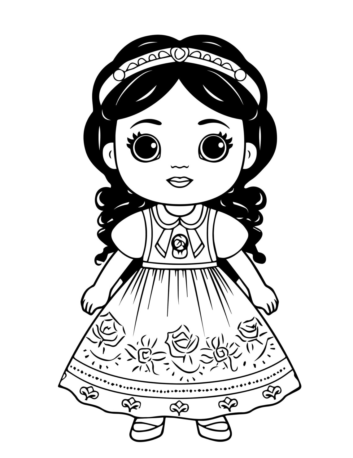 Instant Dowload Coloring Book Page, Coloring Book Page Doll With Braids ...