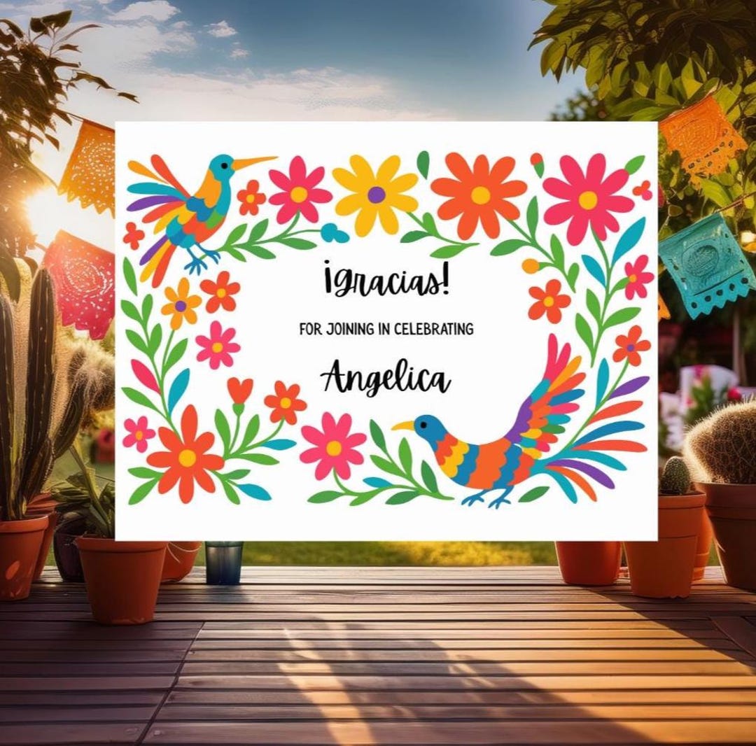 Editable Mexican Floral Thank You Card | Mexican Party Theme | Canva ...