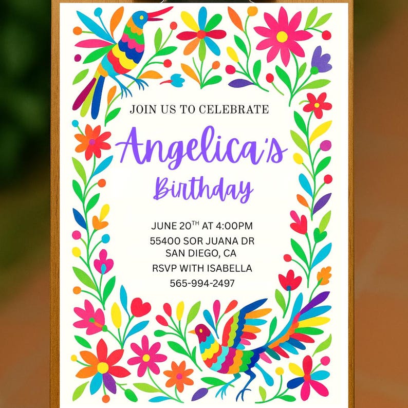 Editable Birthday Invitation Template | Mexican Otomi Style | Fiesta ...