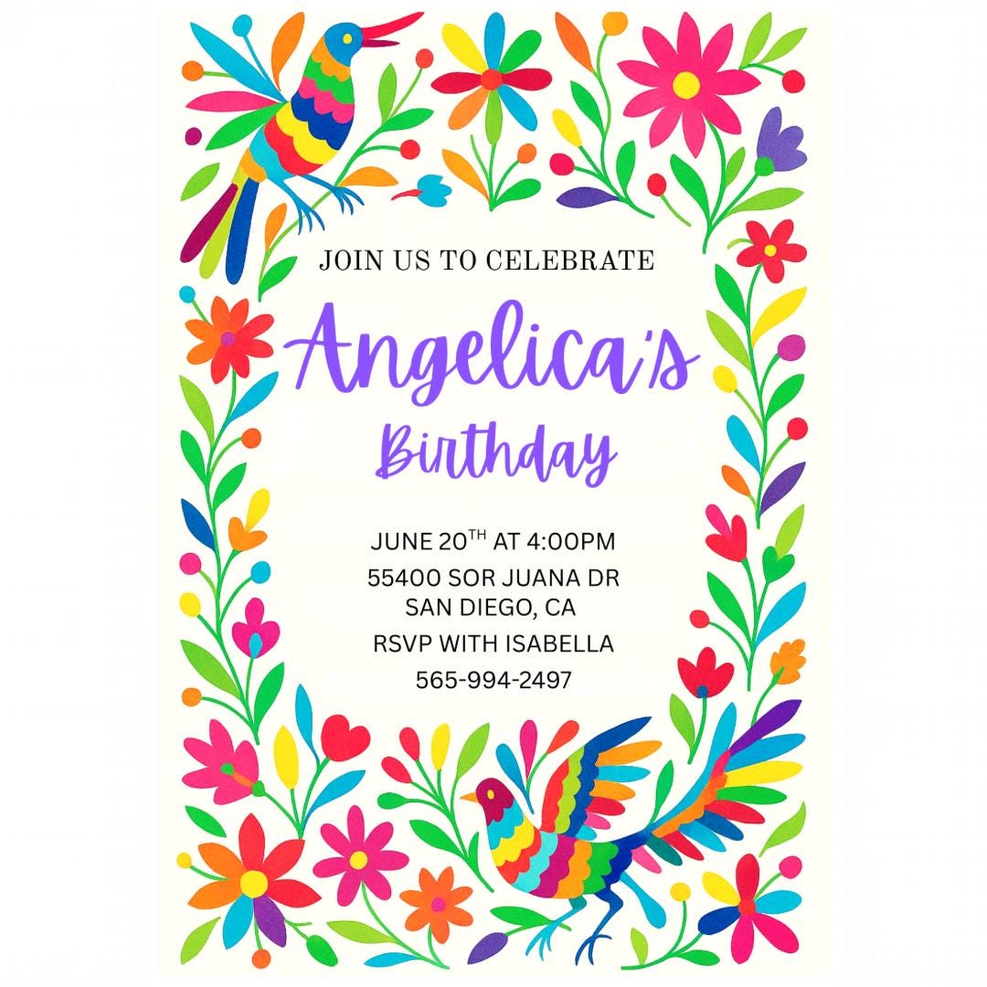 Editable Birthday Invitation Template | Mexican Otomi Style | Fiesta ...