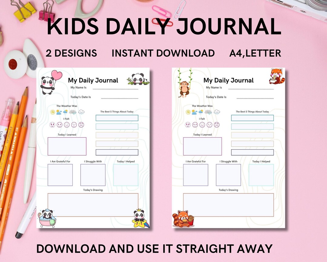 Kids Daily Journal Printable for Kids Diary for Children - Etsy