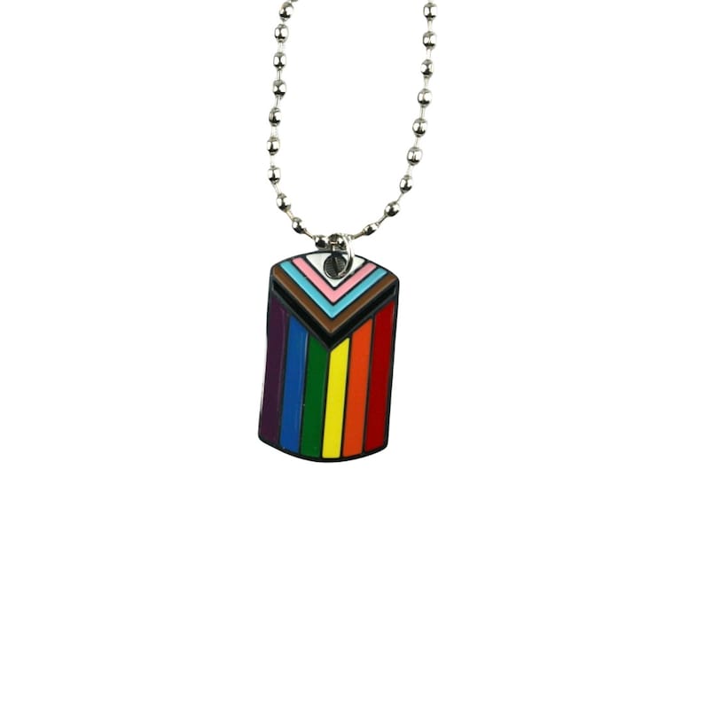 LGBTQ Necklace - Progress Pride Mini Dog Tag Chain / Necklace - CSD ...