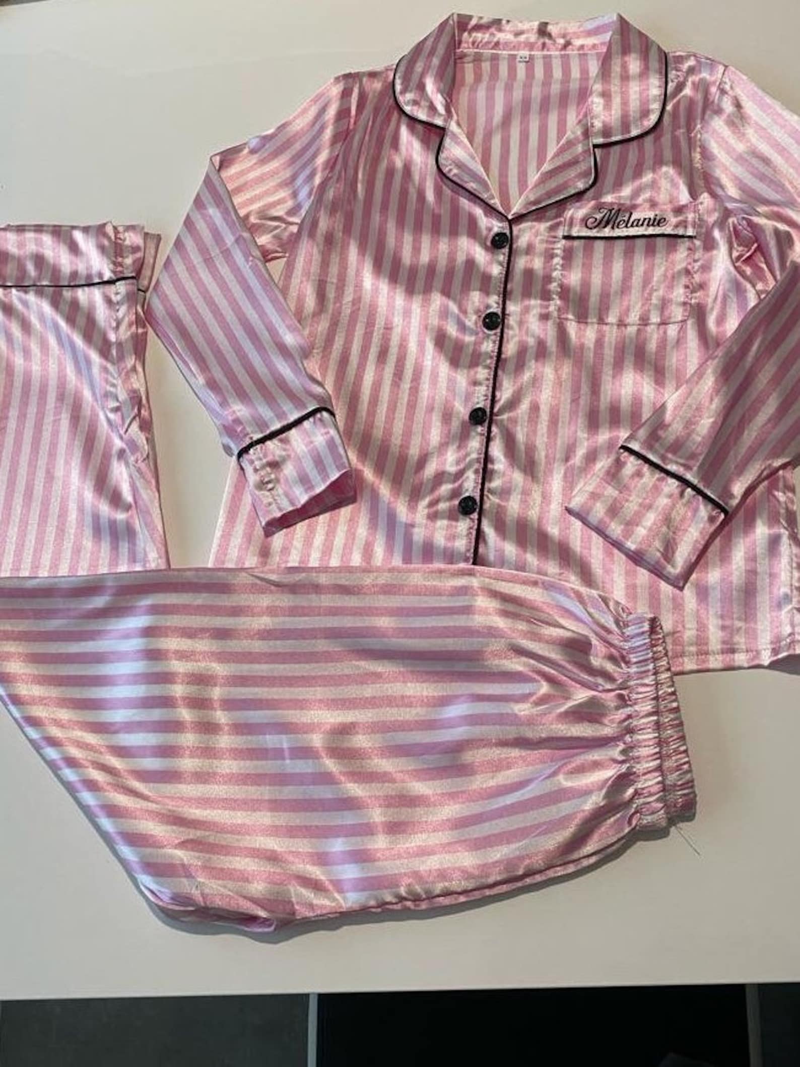 Ensemble pyjama en satin à rayures roses style Victoria secret - Etsy ...