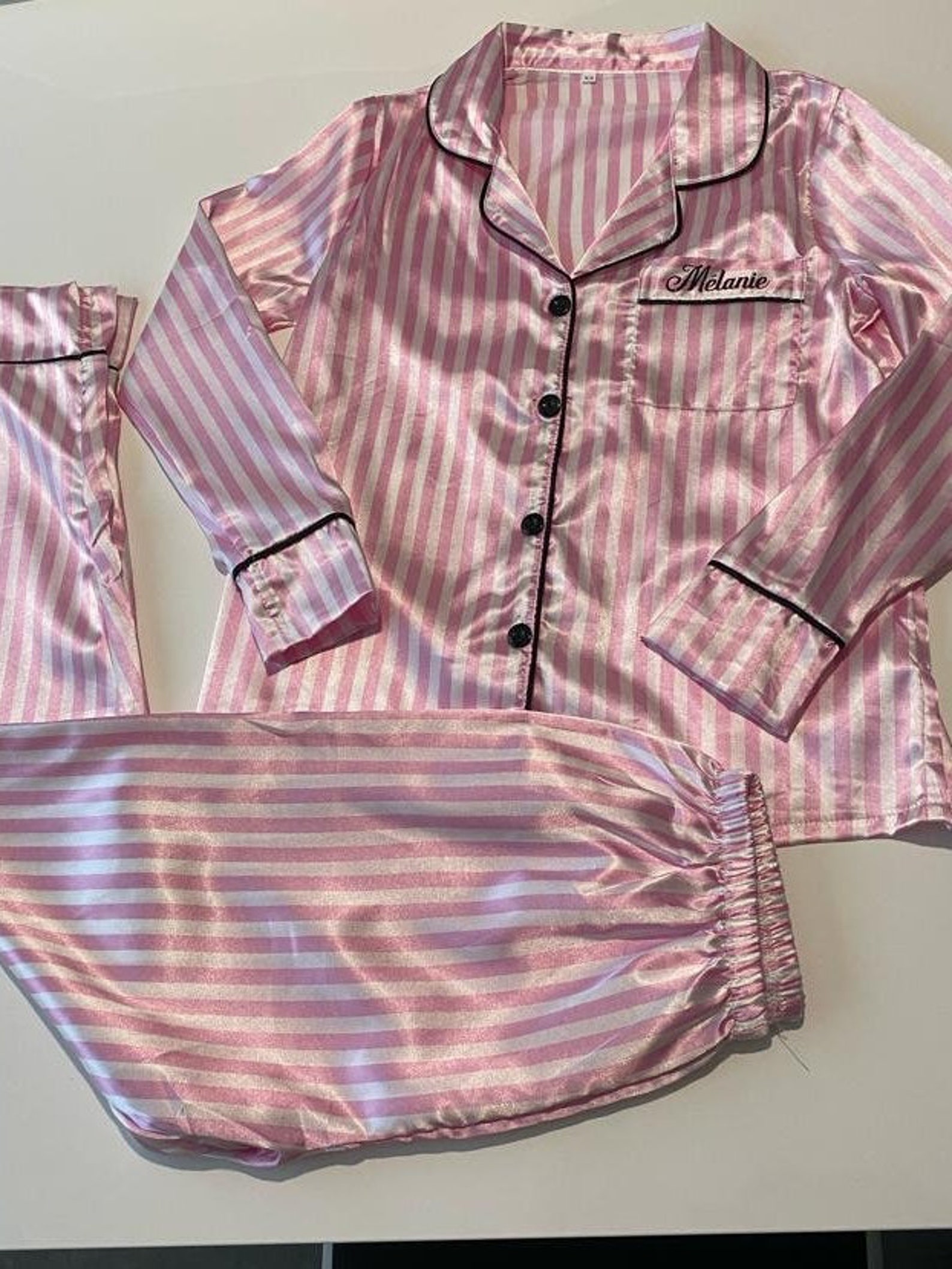 Ensemble pyjama en satin à rayures roses style Victoria secret - Etsy ...