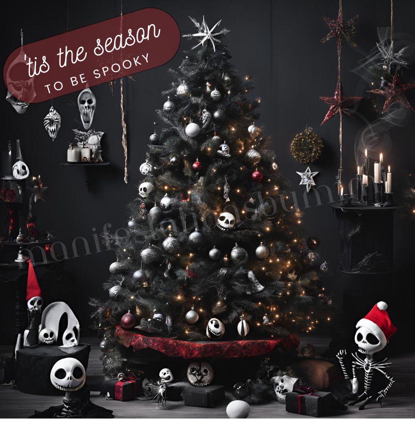 Dark Christmas Card Set - Tis the Season to Be Spooky - Festive ...