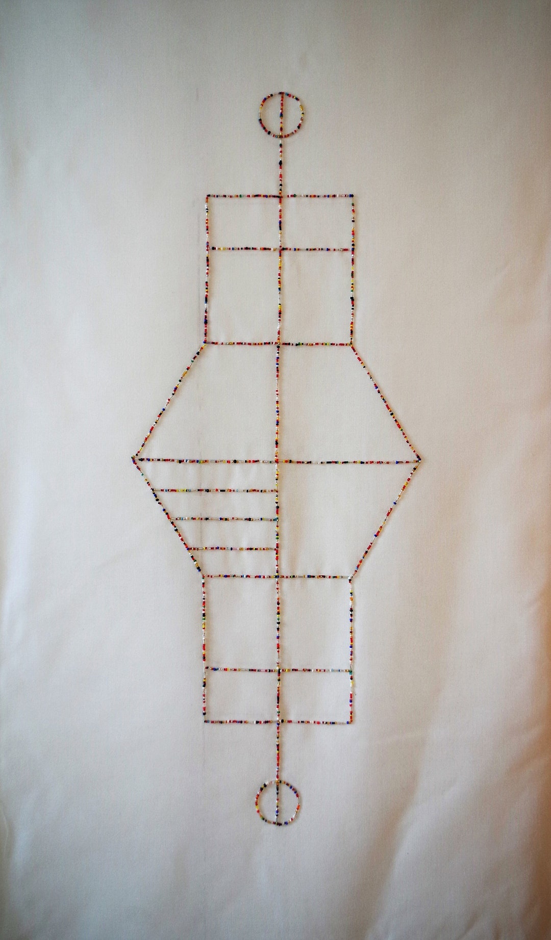 Bead Embroidery of a Stylized Clock for Curtain, Tapestry or Painting ...