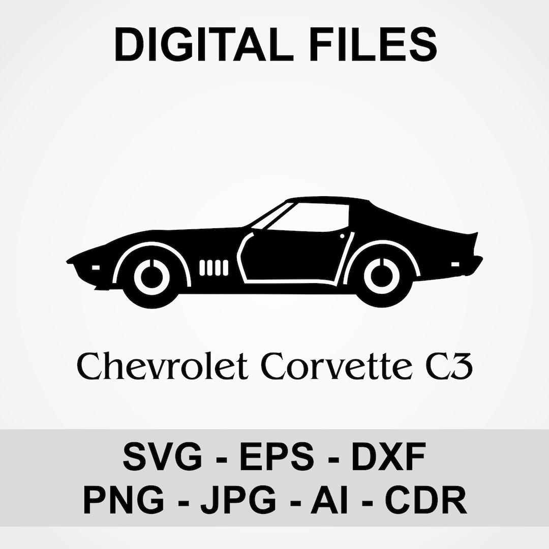 Corvette C3, Stingray, Sports Car, Dxf, Svg, Ai, Png, Cdr, Digital ...