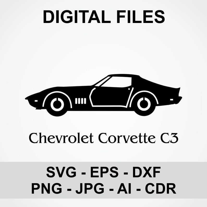 Corvette C3, Stingray, Sports Car, Dxf, Svg, Ai, Png, Cdr, Digital ...