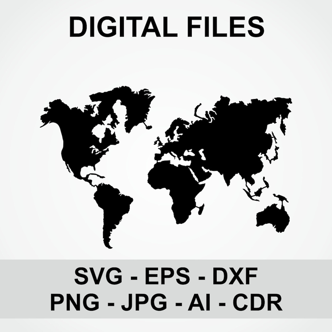 World Map, Map, DXF, SVG, Ai, PNG, Cdr, Digital Files, Home Decor ...