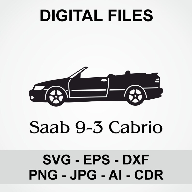 Saab 9-3 Cabrio, Car, Dxf, Svg, Png, Cdr, Digital Files, Laser Cut, Cnc ...