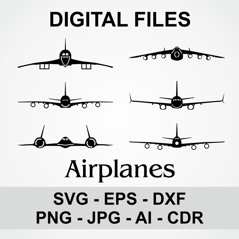 Airplanes Bundle, Airplane Svg, DXF, SVG, Digital Files, Vector File ...