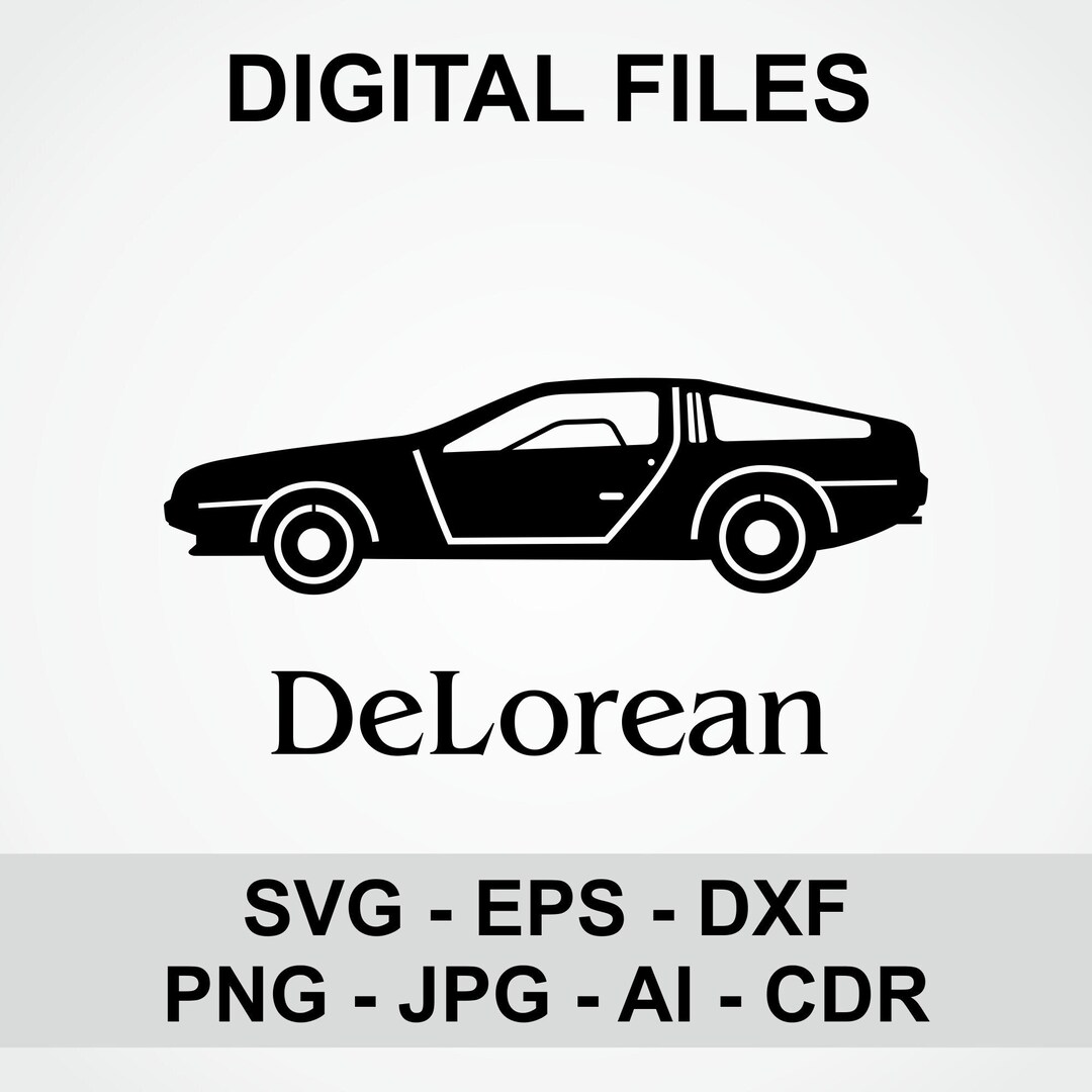 Delorean, Sports Car, Dxf, Svg, Ai, Png, Cdr, Digital Files, Laser Cut ...