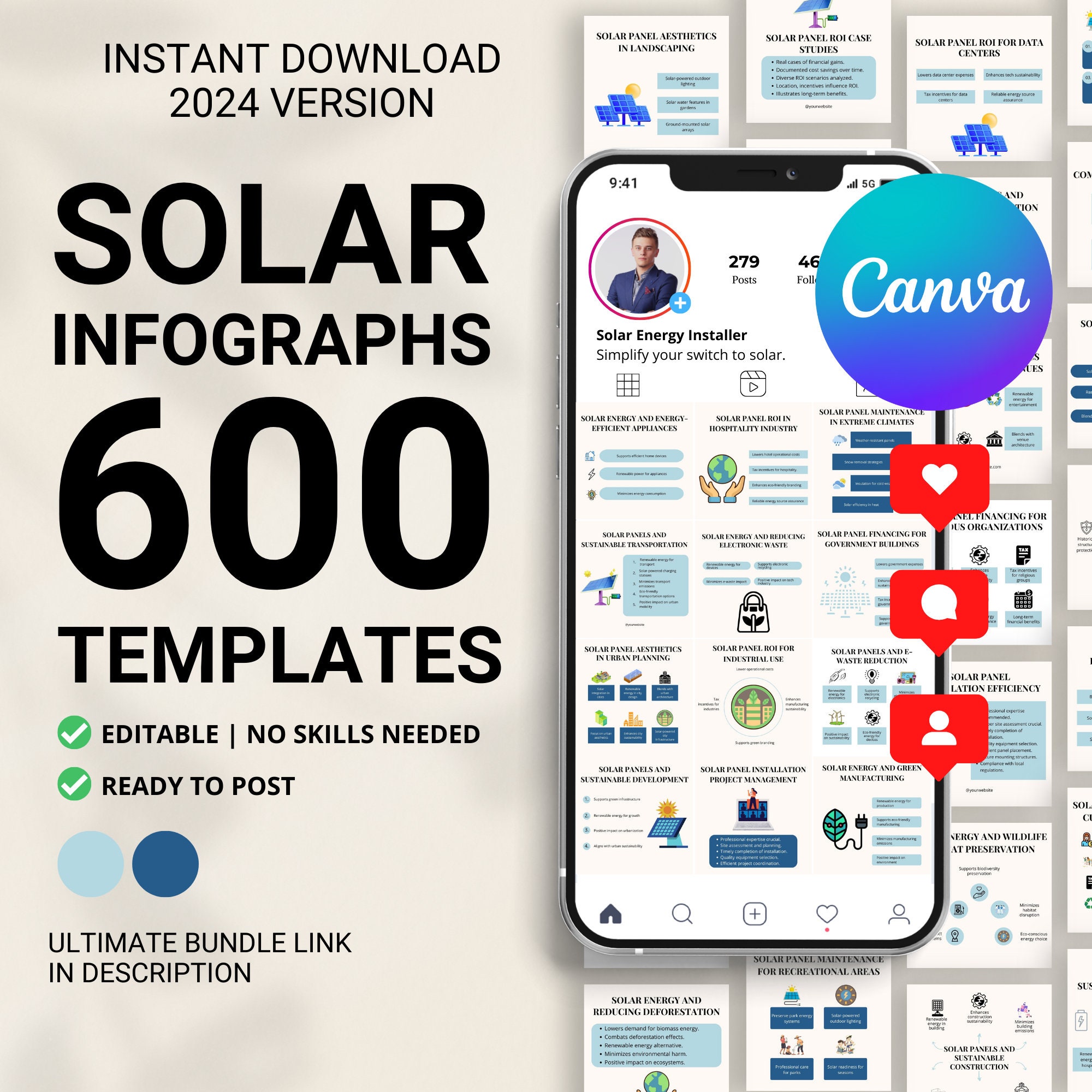 Solar Infographics Templates, Instagram Posts, Solar Canva, Solar ...