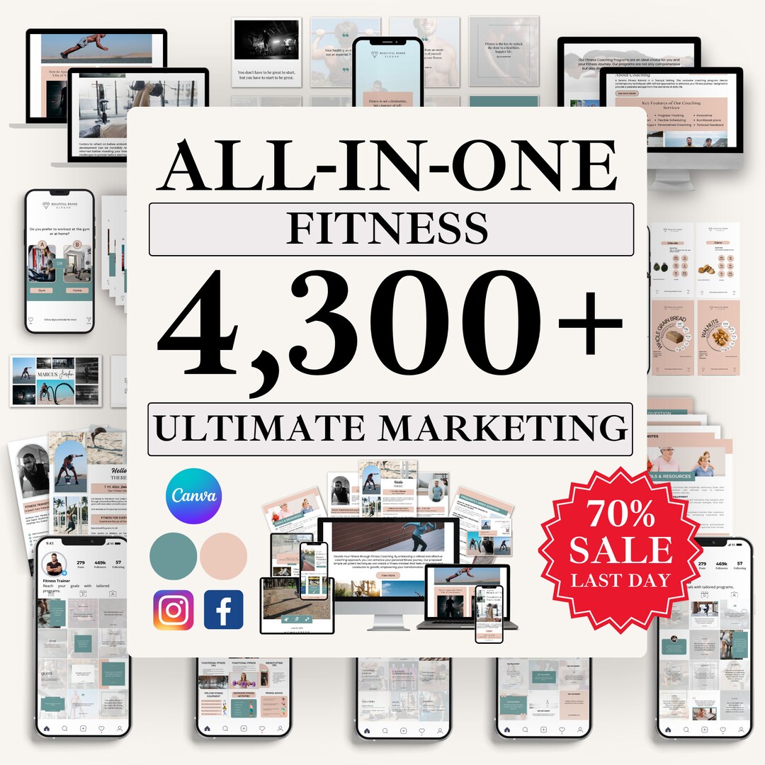 Fitness Ultimate Marketing Template Bundle, Fitness Social Media Mega ...
