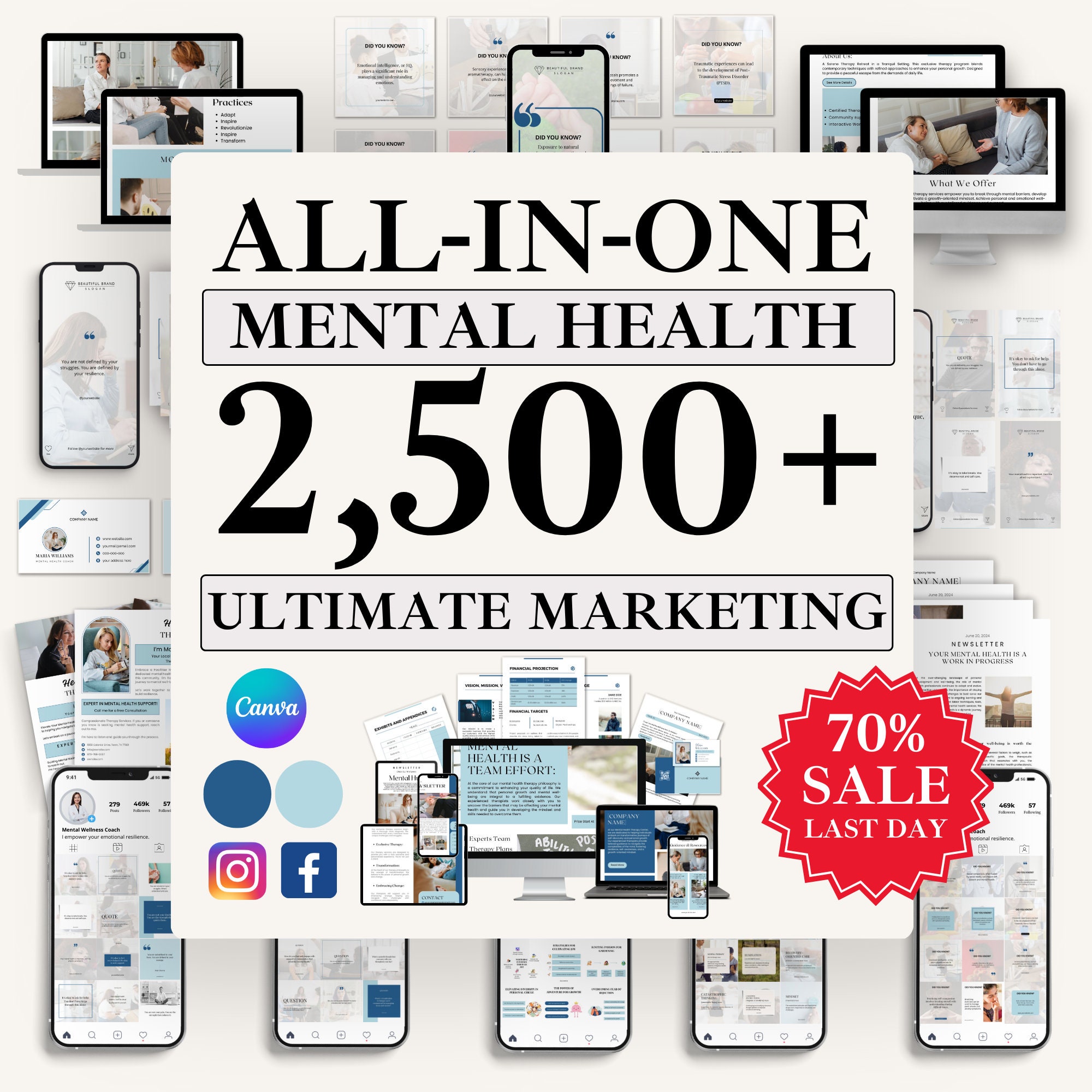 2024 MEGA BUNDLE: Mental Health All in One Bundle Canva, Mental Health ...