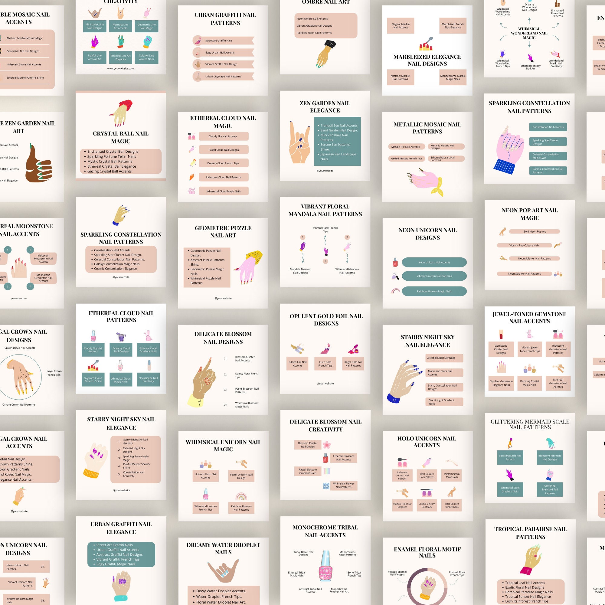 2024 Nails Infographics Instagram Posts, Nails Canva Templates, Nails ...