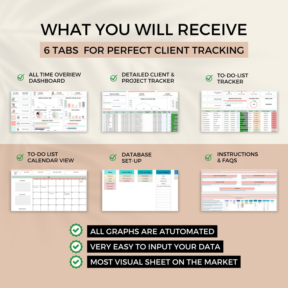 Client Tracker Google Sheets, Task Tracker Google Sheets, Client & Task ...