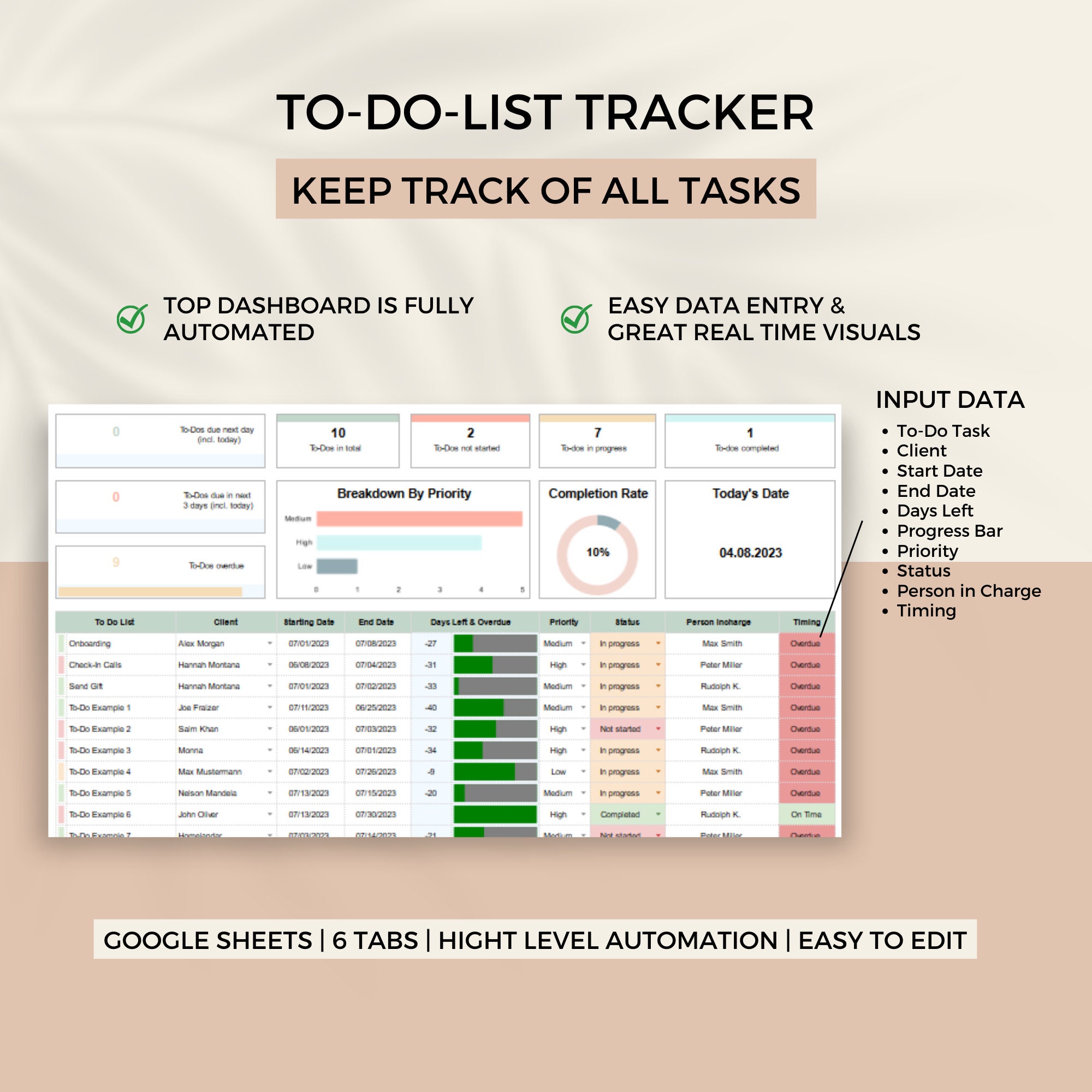 Client Tracker Google Sheets, Task Tracker Google Sheets, Client & Task Tracker Sheets, Tracker ...